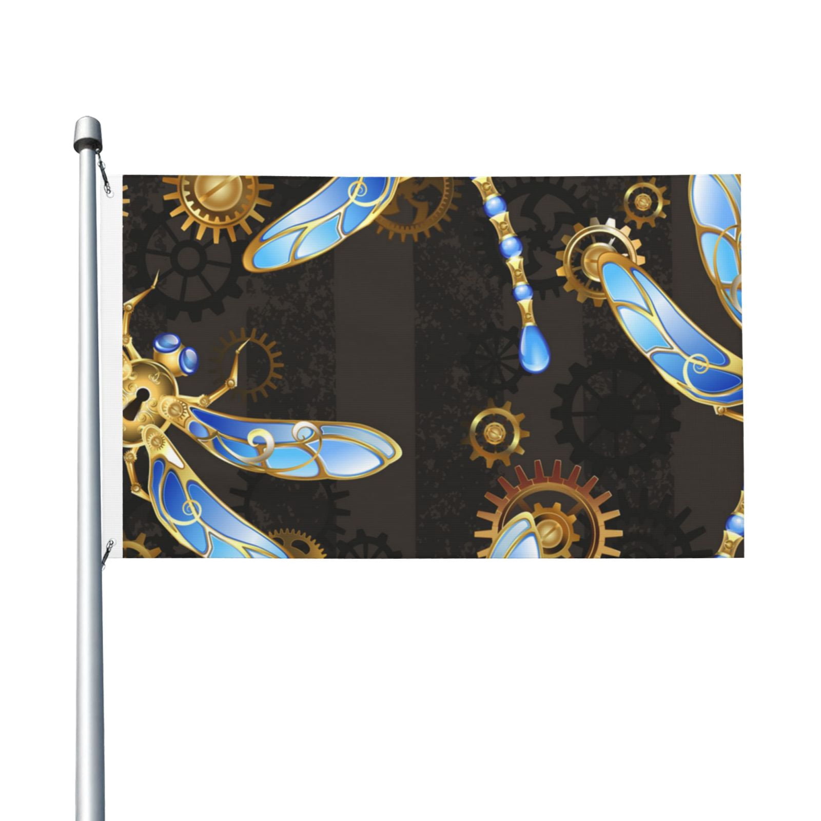 Mechanical Dragonflies Gold Steampunk Flag 3X5 Ft Garden Yard House ...