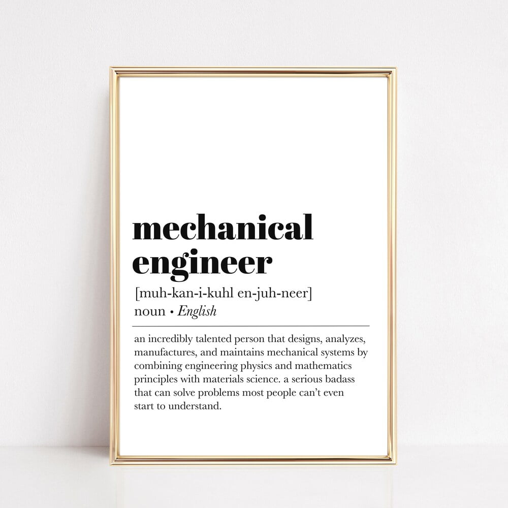 Mechanical Engineer Definition Print, Mechanical Engineer Gifts, Gift ...