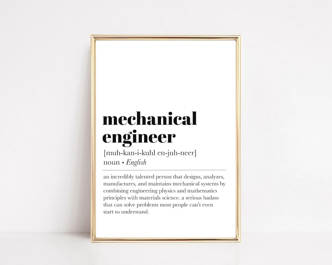 Mechanical Engineer Definition Wall Art for Office or Graduation Gift ...