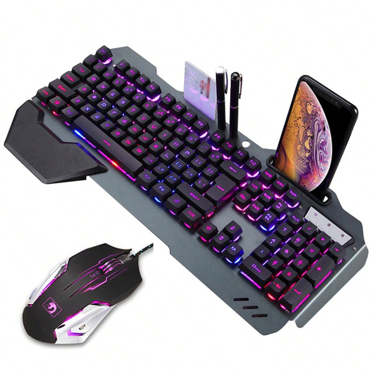 Mechanical Feel Gaming Keyboard, Rainbow Backlit Wired Gaming Keyboard ...