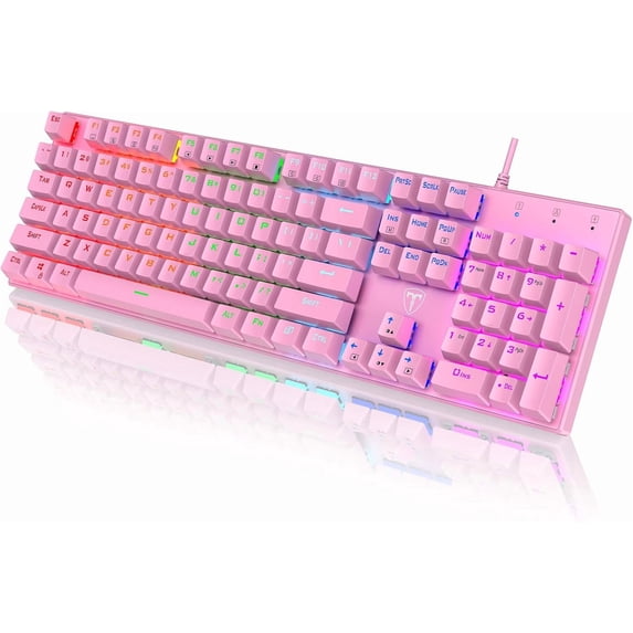 Mechanical Gaming Keyboard, 104 -Slim Backlit Wired Keyboard with Blue ...