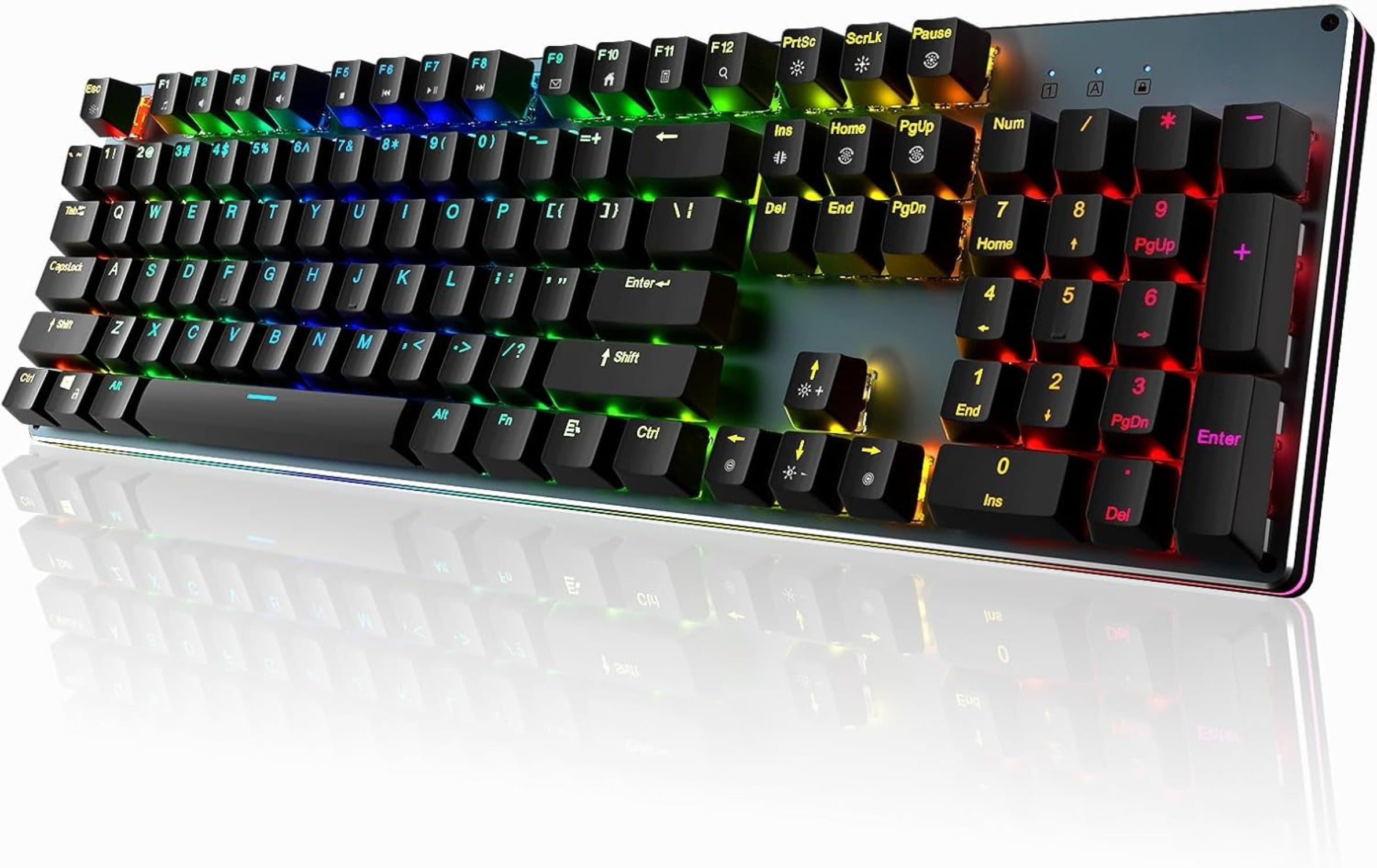 Mechanical Gaming Keyboard with Clicky Blue Switches, RGB Backlit Full ...