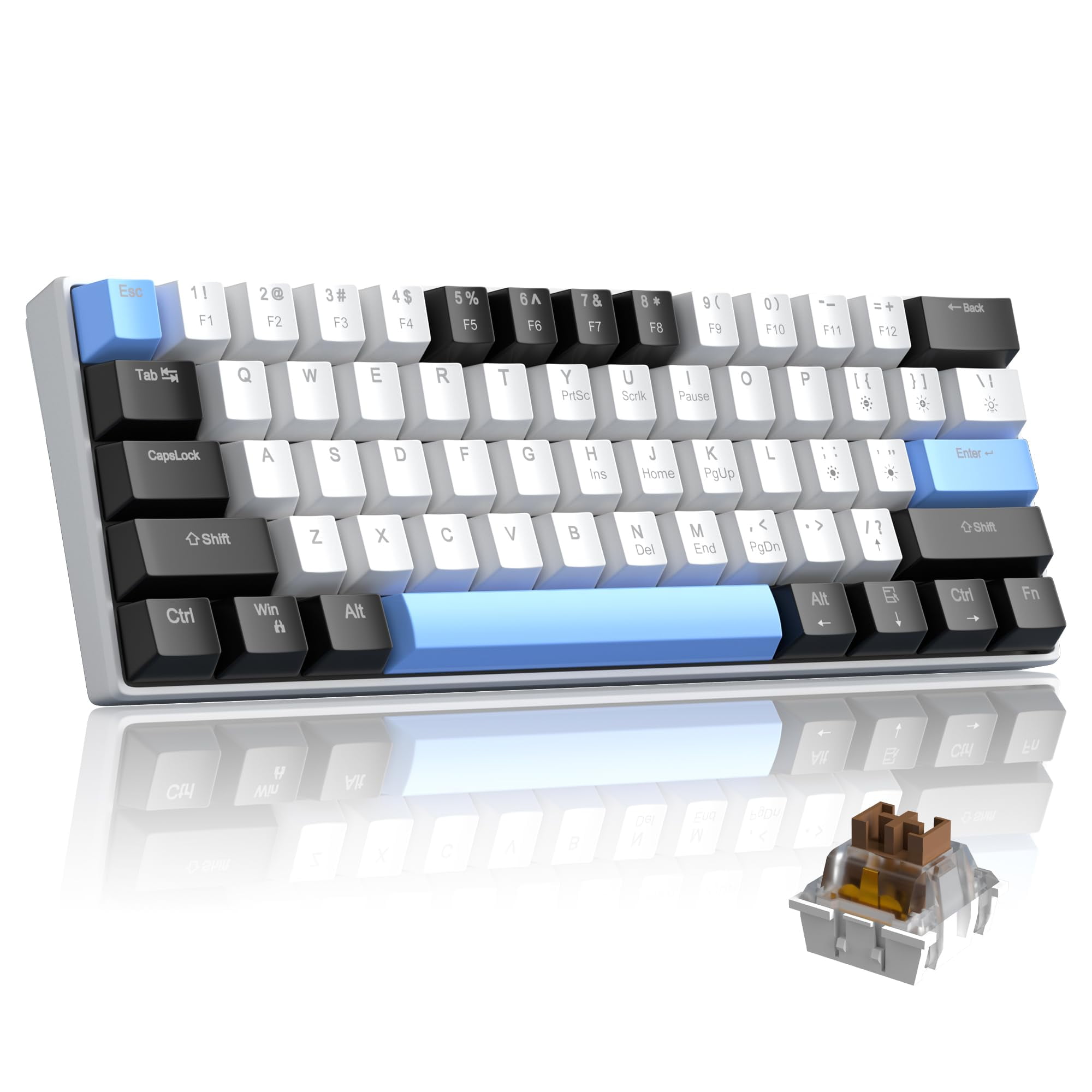 Mechanical Gaming Keyboard,Detachable Type-C Cable Mini Keyboard with ...