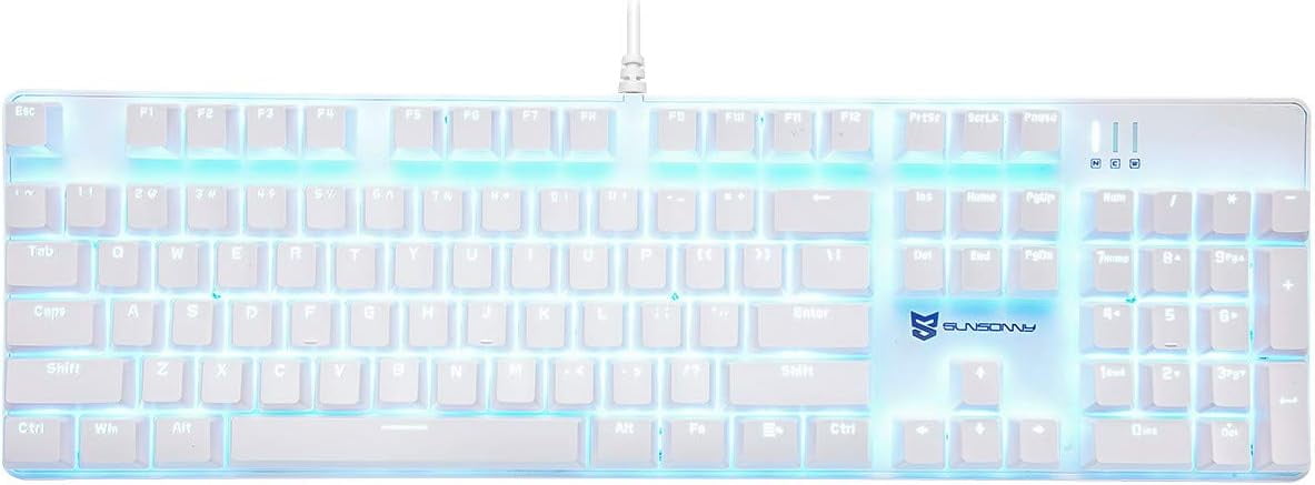 Mechanical Gaming Keyboard Full Size 104 Keys Us Layout Wired Blue ...