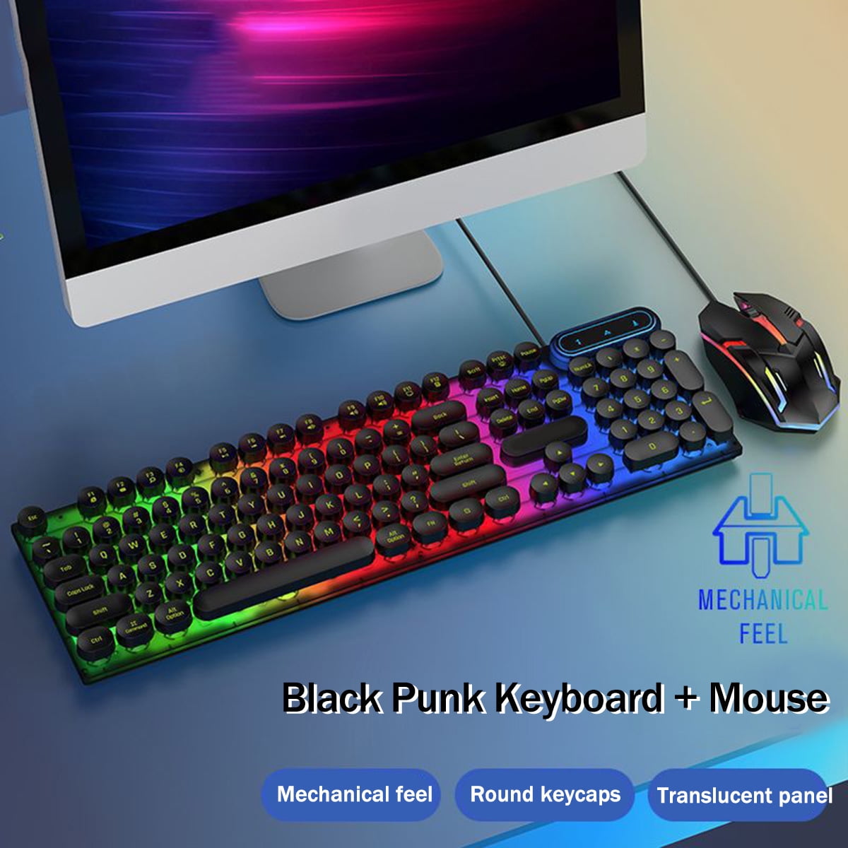 Mechanical Gaming Keyboard, Full Size, USB Wired, with Multimedia Knobs ...