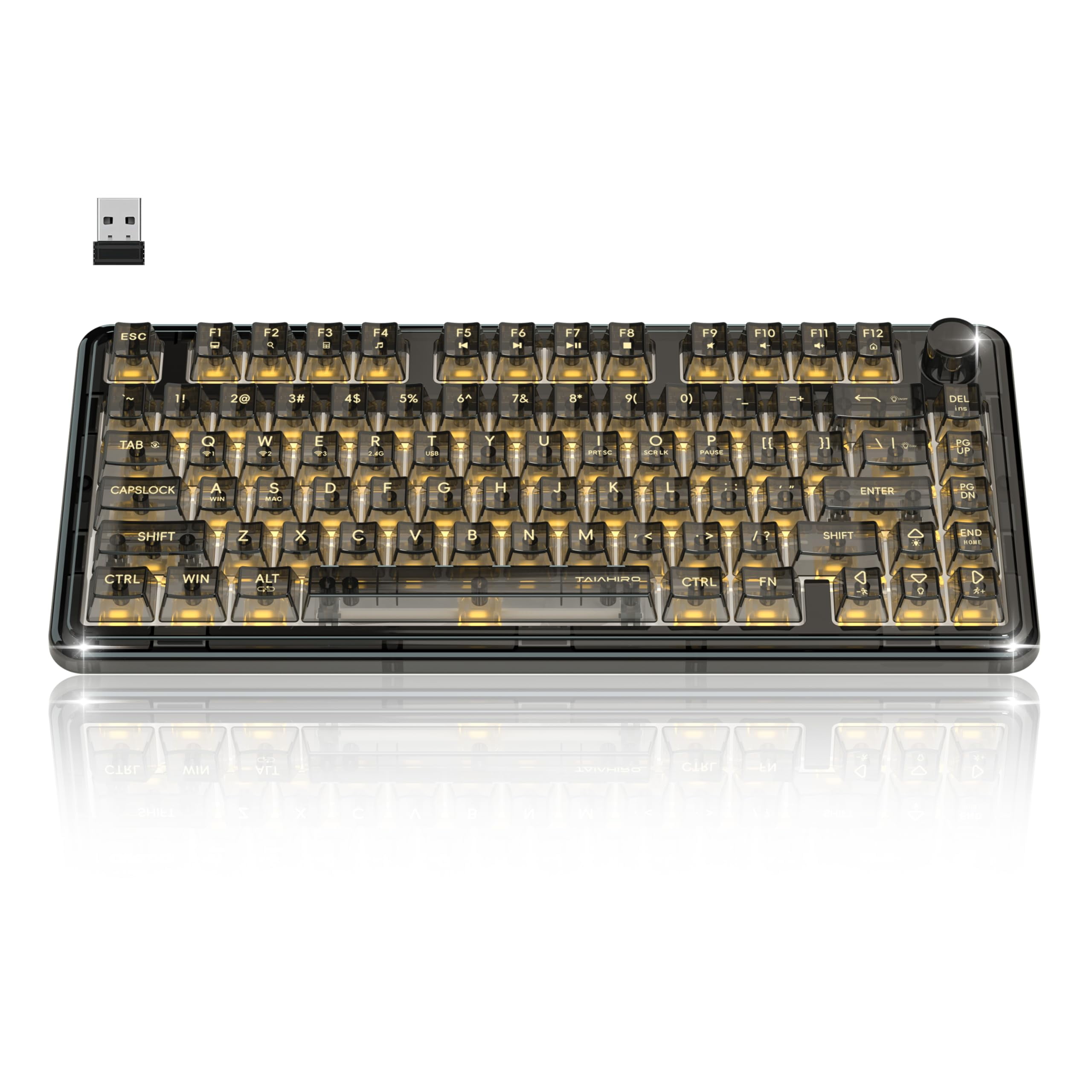 Mechanical Gaming Keyboard, Full Transparent RGB Backlit 80 Keys Gasket ...