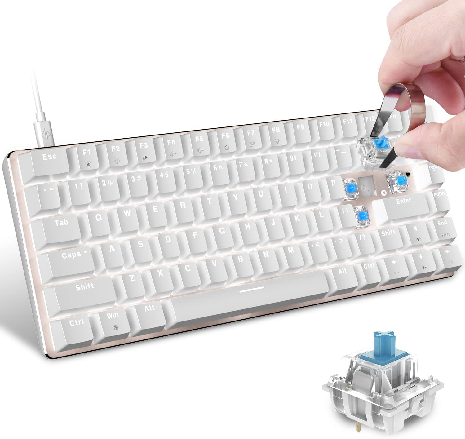 Mechanical Gaming Keyboard,Hot Swappable Compact 82 Keys Wired ...