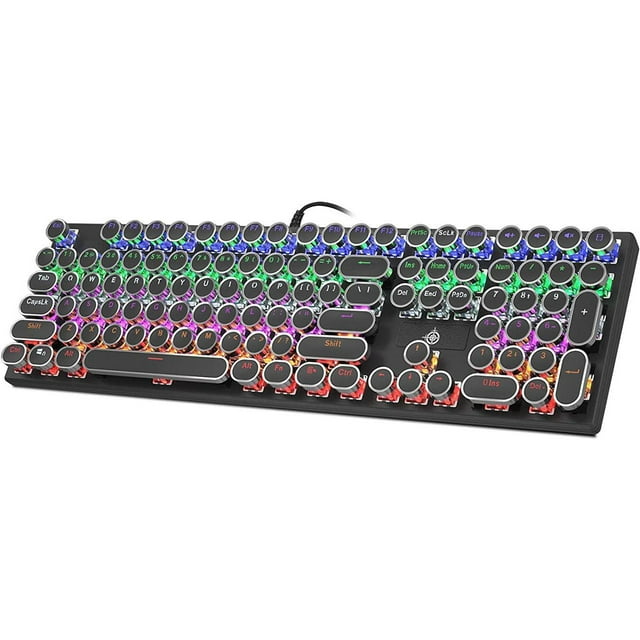 Mechanical Gaming Keyboard Typewriter RGB Backlit Keyboard 108 Retro ...