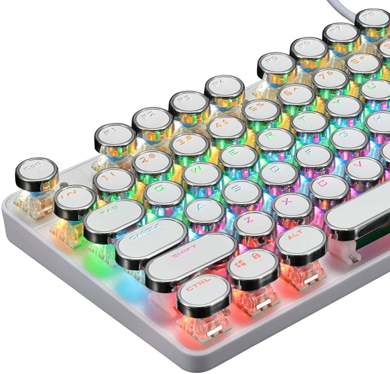 Mechanical Gaming Keyboard Typewriter Style with RGB LED Rainbow ...