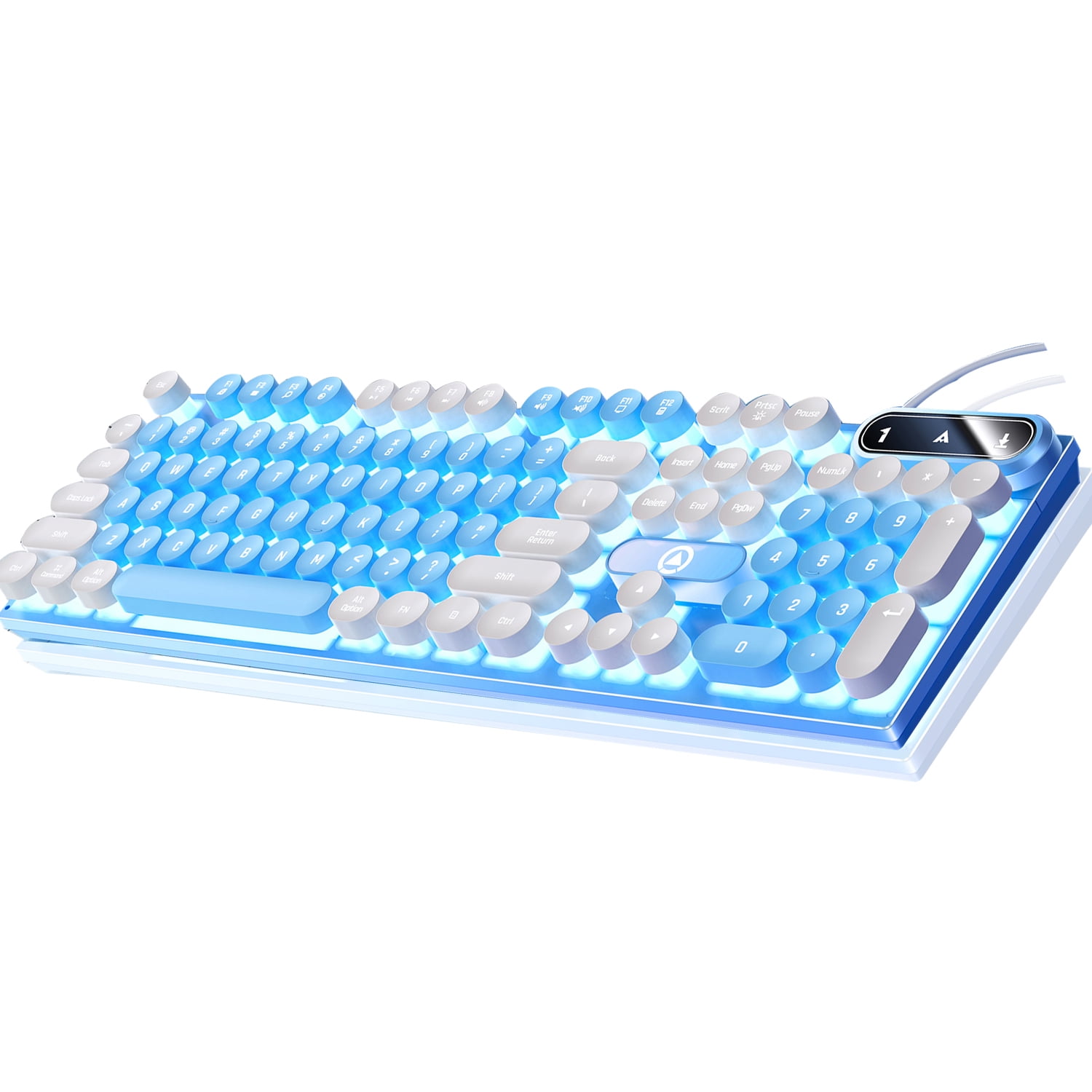 Mechanical Gaming Keyboard Typewriter Style with LED Blue Backlit ...