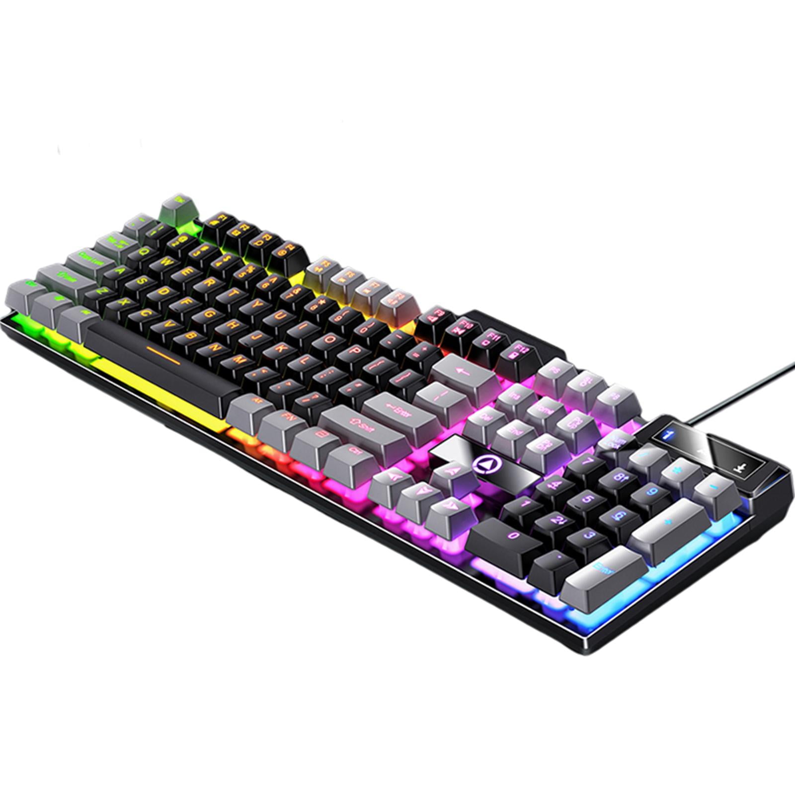 Mechanical Gaming Keyboard USB RGB Backlit Game Office , Black Gray ...
