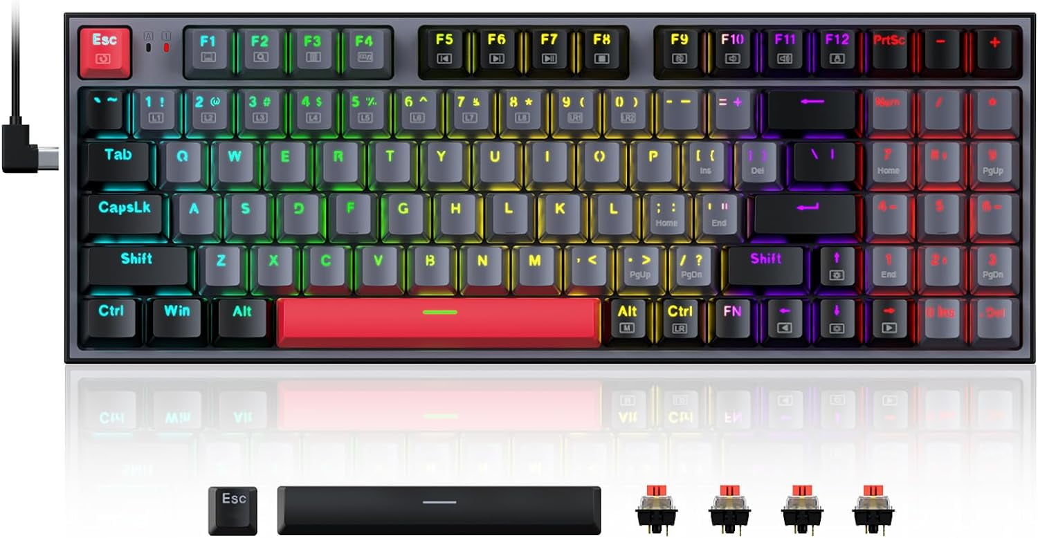 Mechanical Gaming Keyboard, Wired Mechanical Keyboard with 94 Keys ...