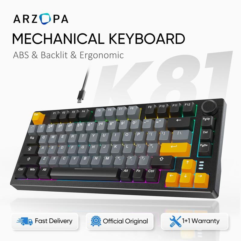 Mechanical Gaming Keyboard Wired, RGB Backlit 81 Keys Compact ...