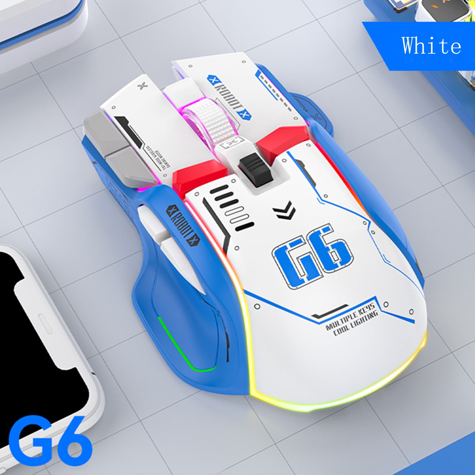 Mechanical Gaming Mouse FreeWolf G6 12-keys Wired Mouse ChipA826 RGB ...