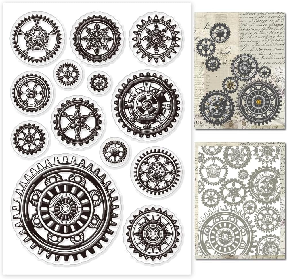 Mechanical Gear Pattern Clear Stamps for Cards Making Clear Stamp Seals ...