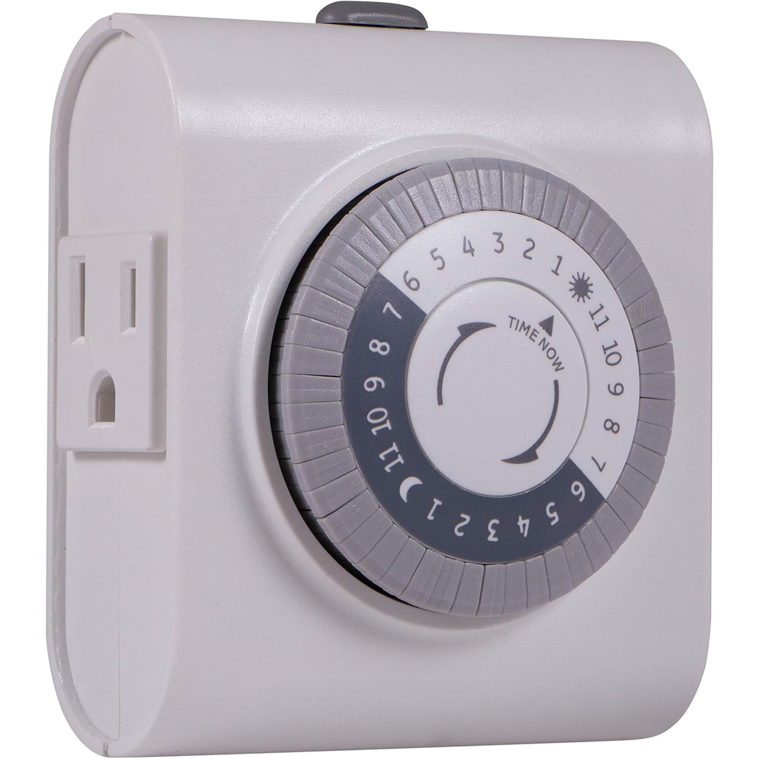 Mechanical Grounded Outlet Timer, Dual Plugs with 3 Prongs, 24 Hour ...