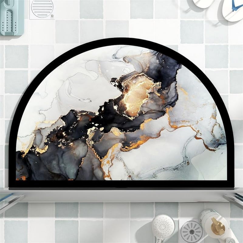 Mechanical Irregular Lines Abstract Modern Half Round Door Mat Indoor ...