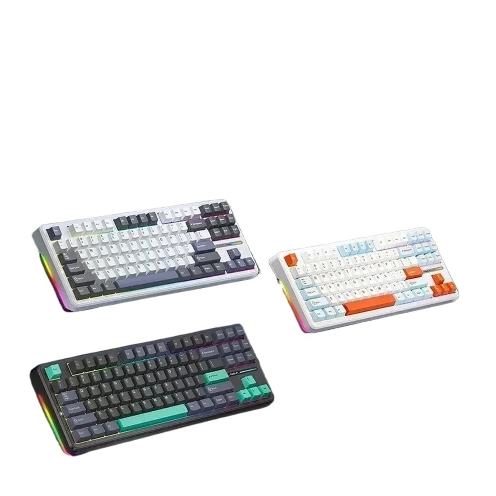 Mechanical Keyboard, 3-mode 2.4G/ Wired /BT Wireless Keyboard, 87 Key ...