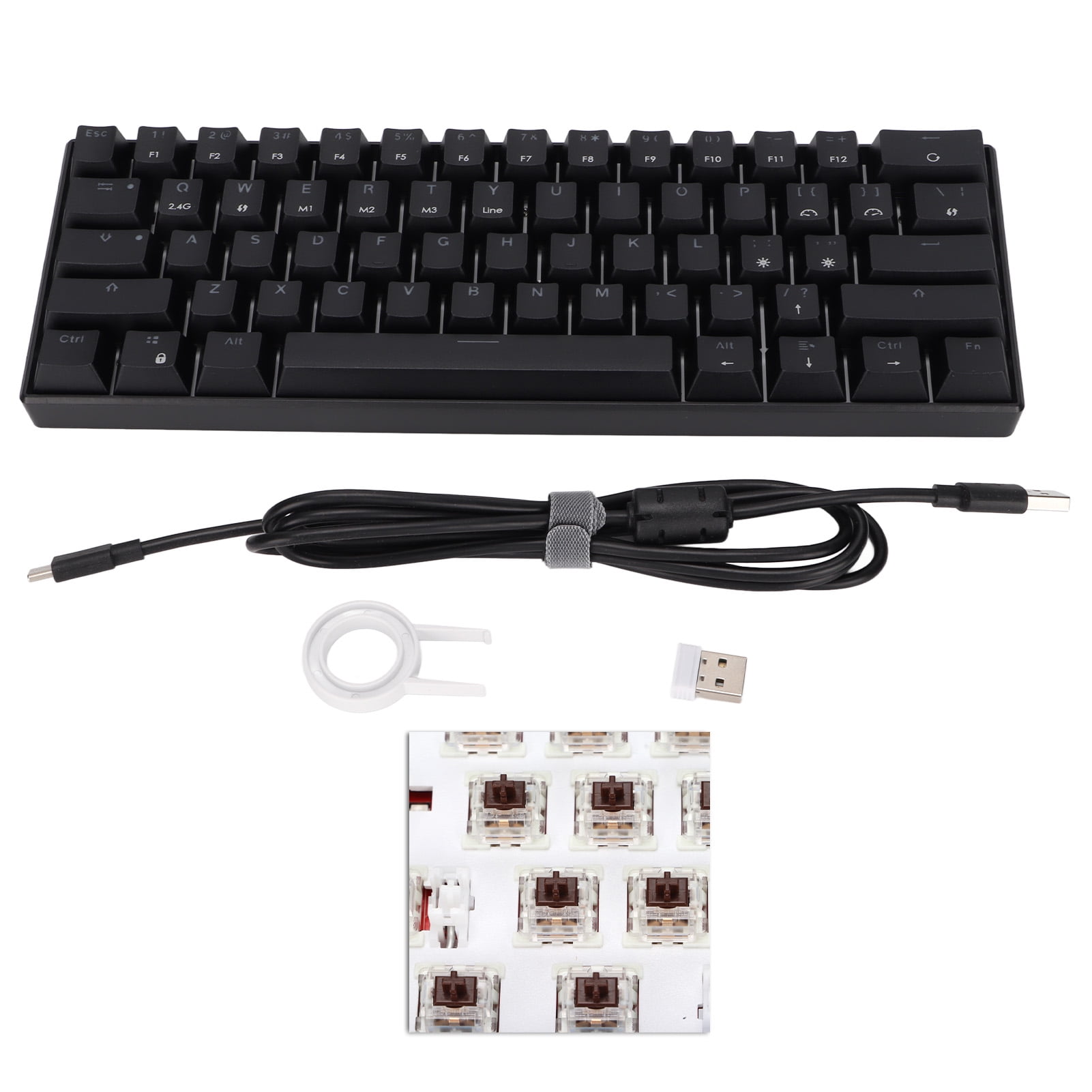 Mechanical Keyboard 61 Keys Three Modes Support Wireless Portable ...