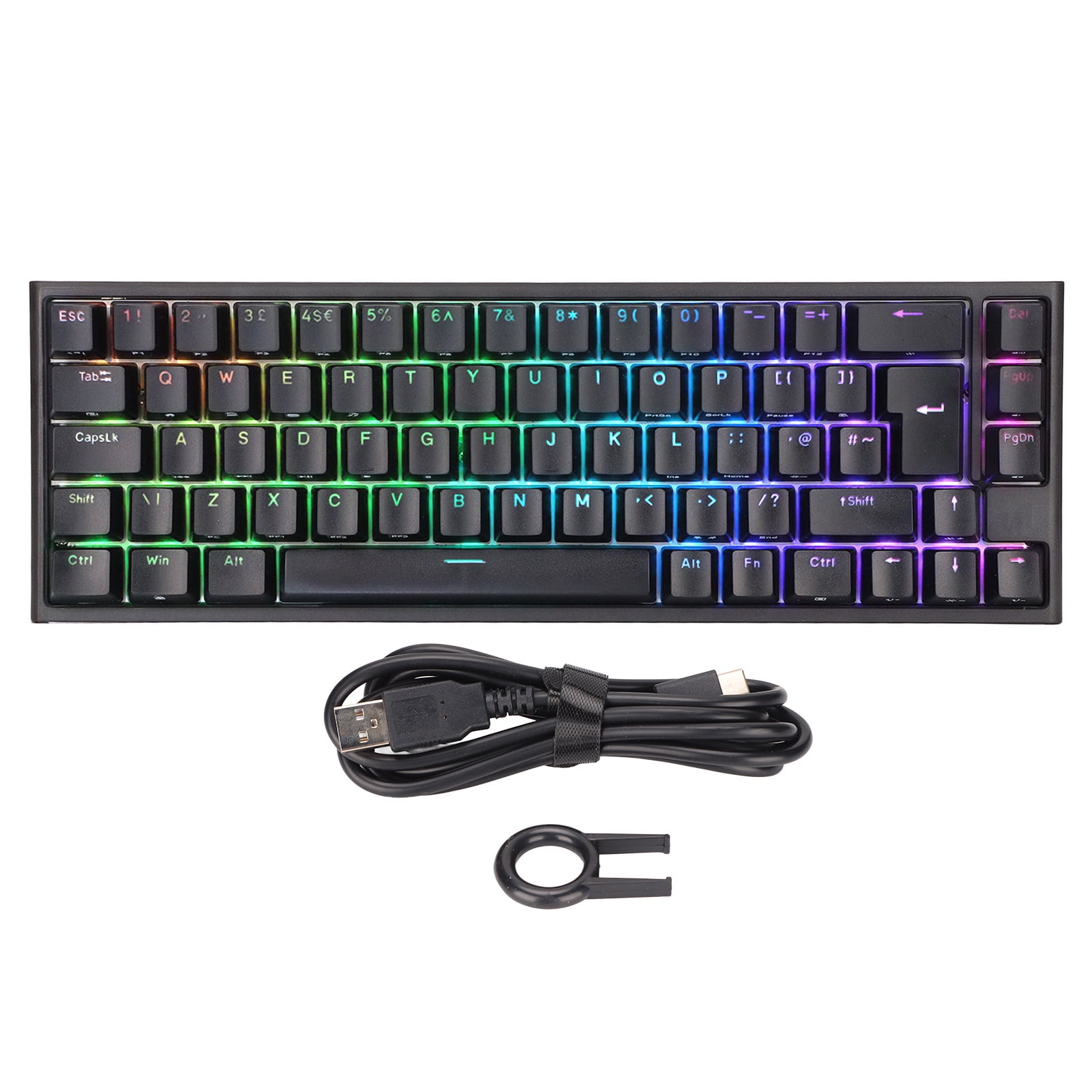 Mechanical Keyboard 68 Keys RGB Backlit Type C USB Connection Wide ...