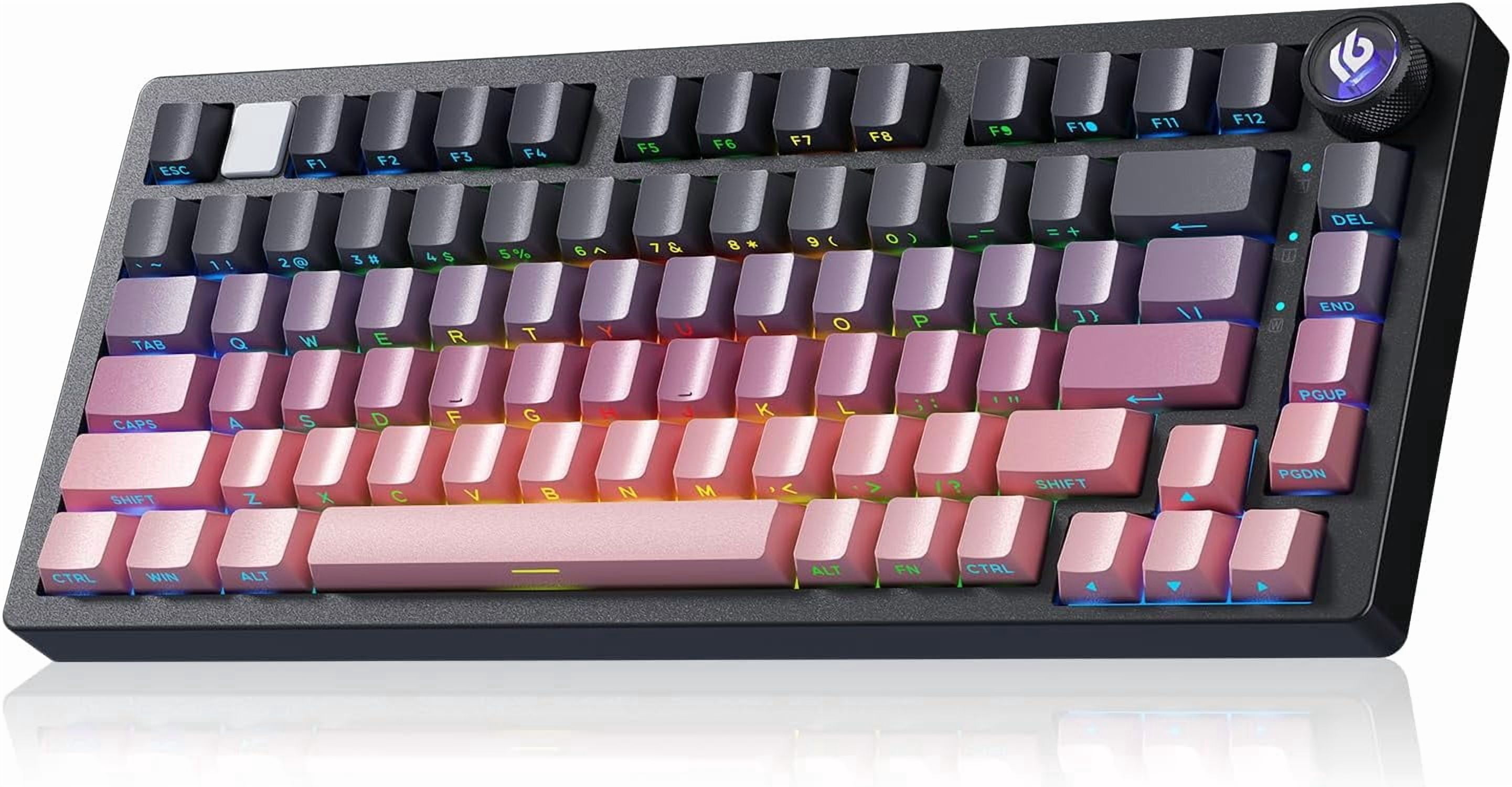 Mechanical Keyboard,75% Gasket Hot Swappable Custom Keyboard with Knob ...