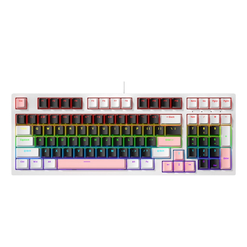 Mechanical Keyboard 98Keys, Backlits Wire Keyboard, for Gamers Shaft ...
