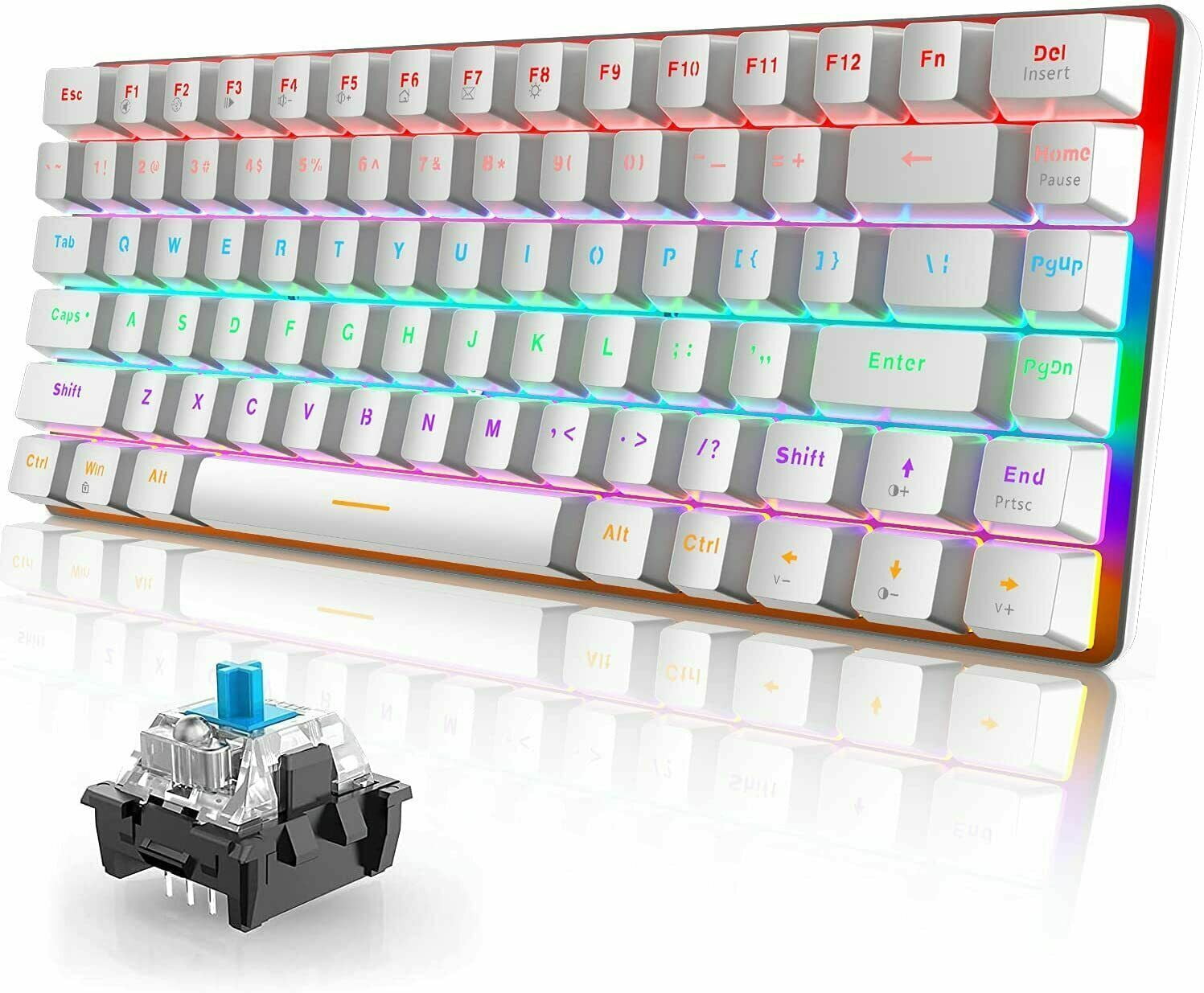Mechanical Keyboard, AK33 Rainbow LED Backlit USB Cable Gaming ...