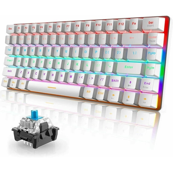 Mechanical Keyboard, AK33 Rainbow LED Backlit USB Cable Gaming ...