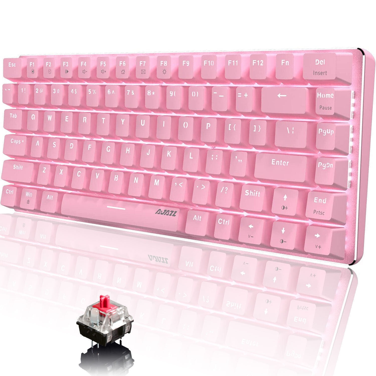 Ajazz AK33 Compact Backlit Wired Mechanical Gaming Keyboard, Pink ...