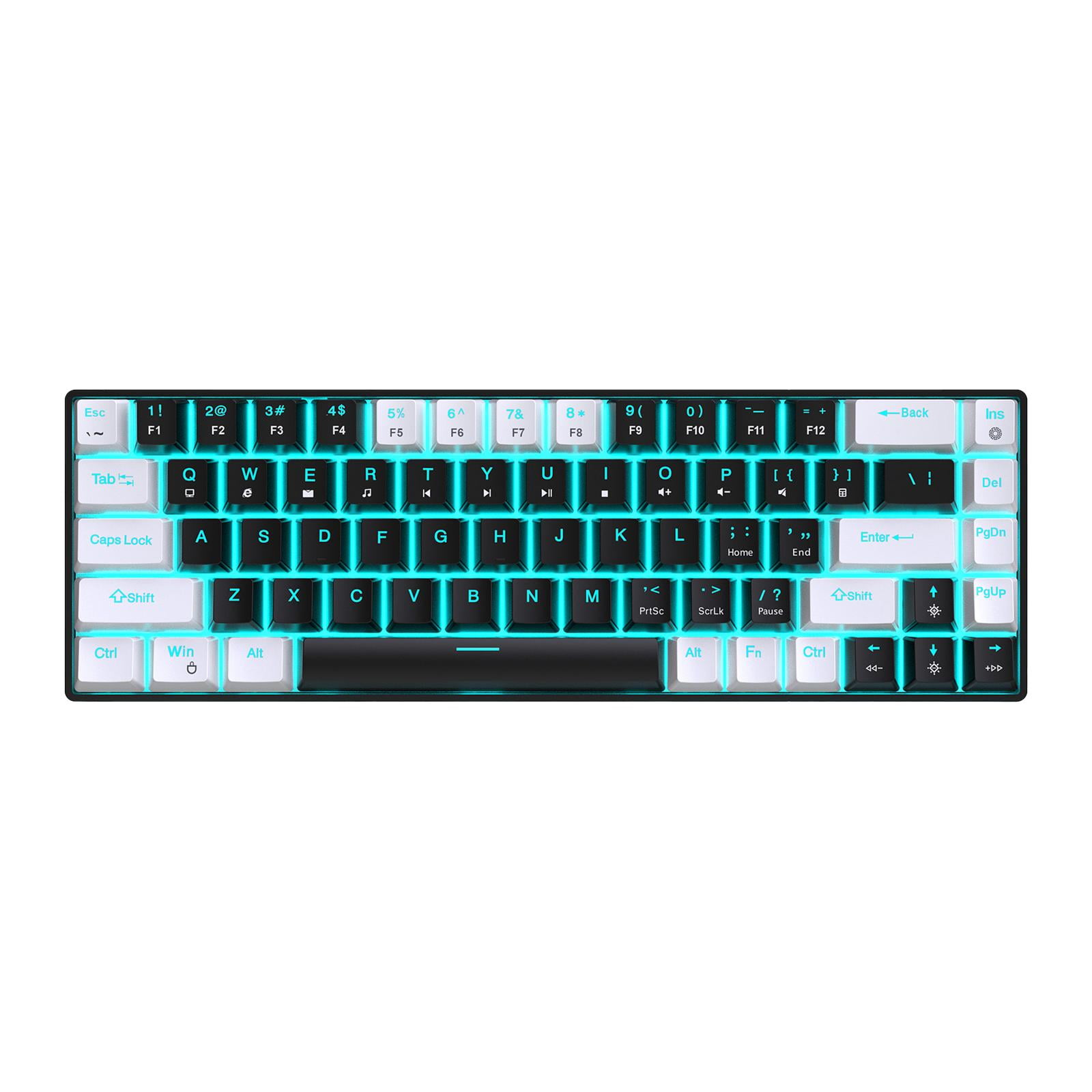 Mechanical Keyboard, Computer Keyboard, Blue Backlit 65% Compact Ergonomic Design USB Wired ...