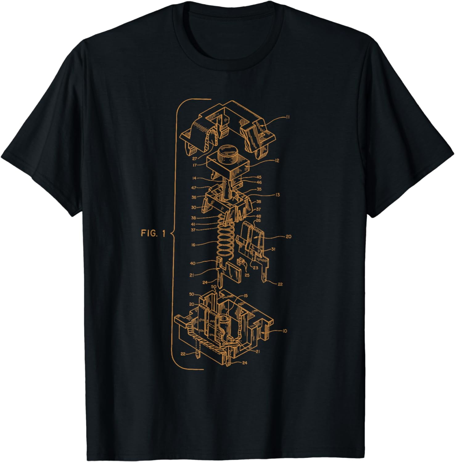 Mechanical Keyboard Key Patent Design Drawing T-Shirt - Walmart.com