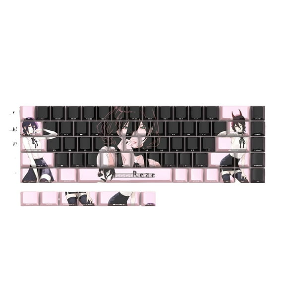 Mechanical Keyboard Keycap Set for MAD68, Nightly, ATK, Wooting - Pink Reze Chainsaw Man Design ...