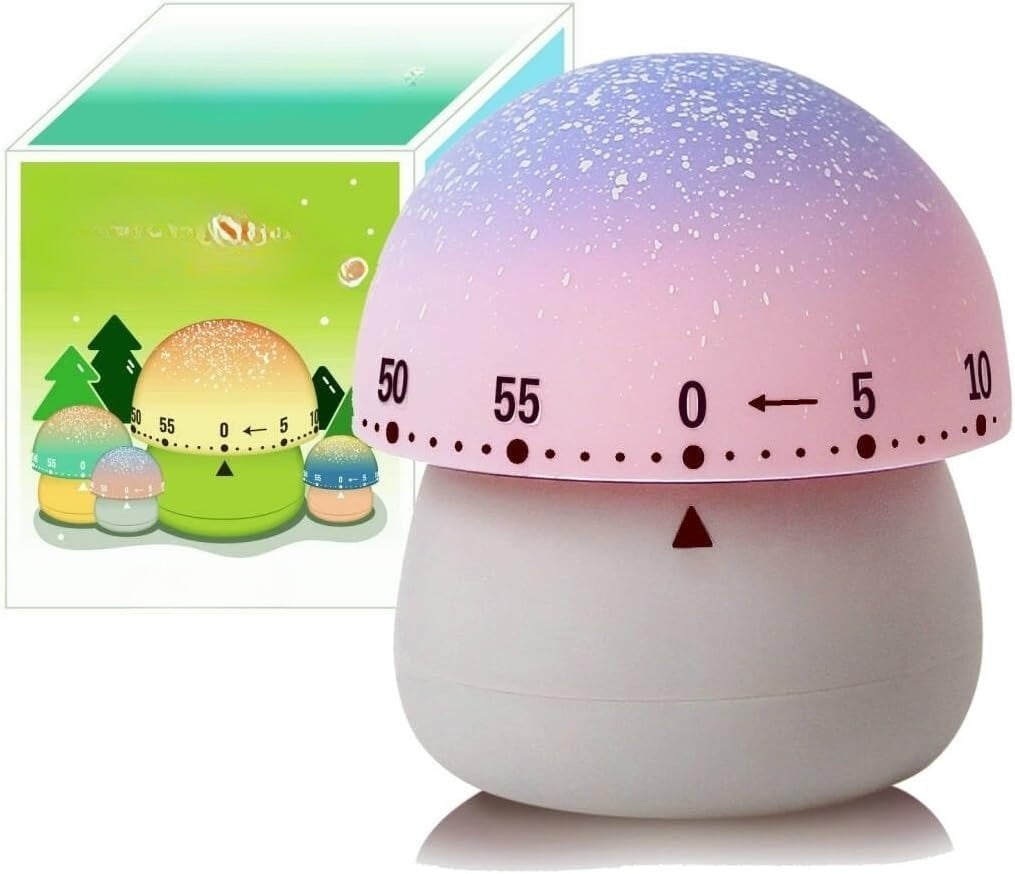 Mechanical Kitchen Timer, Cute Mushroom Timers for Kids, Wind Up 60 ...