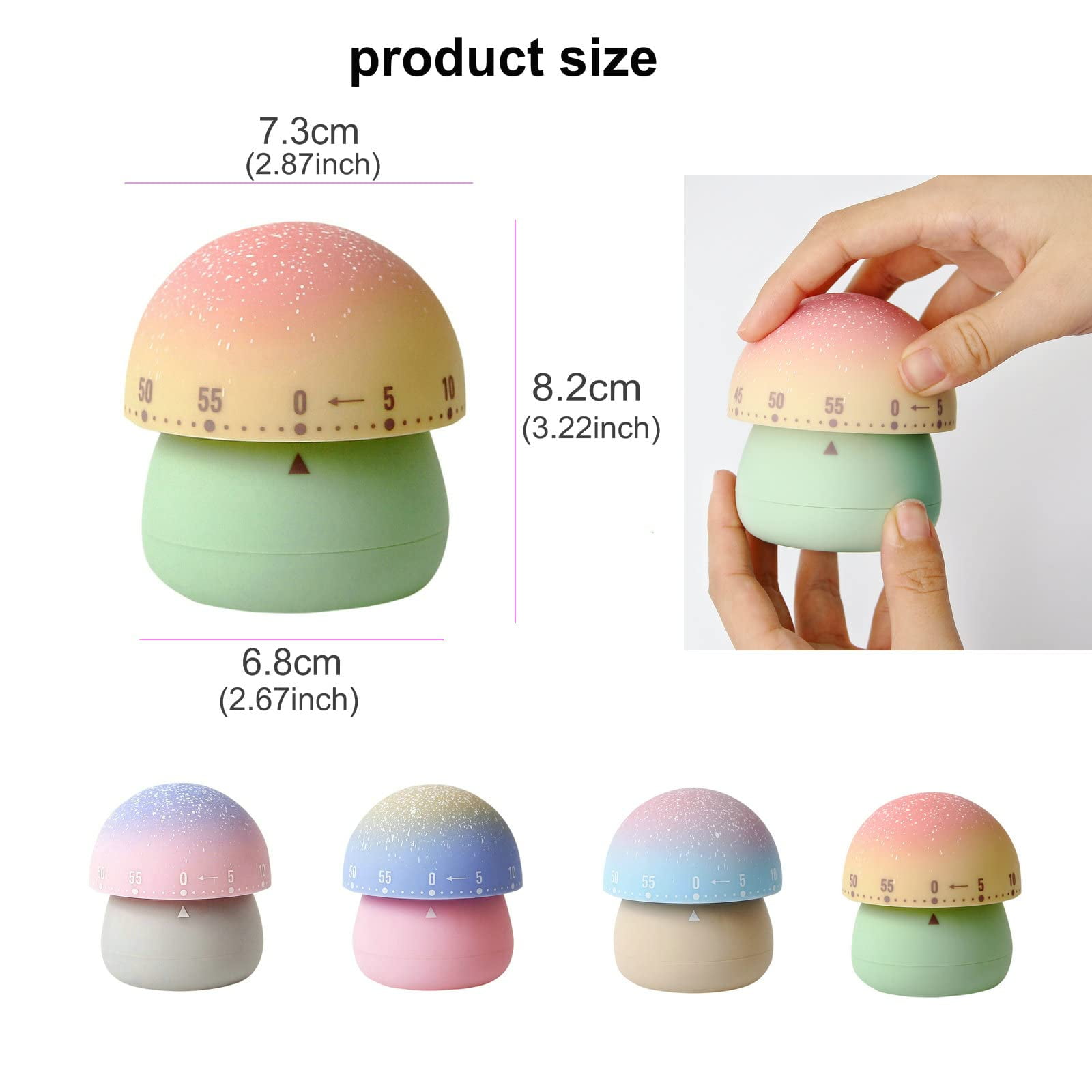 Mechanical Kitchen Timer, Cute Mushroom Visual Timer for Kids, Wind Up ...