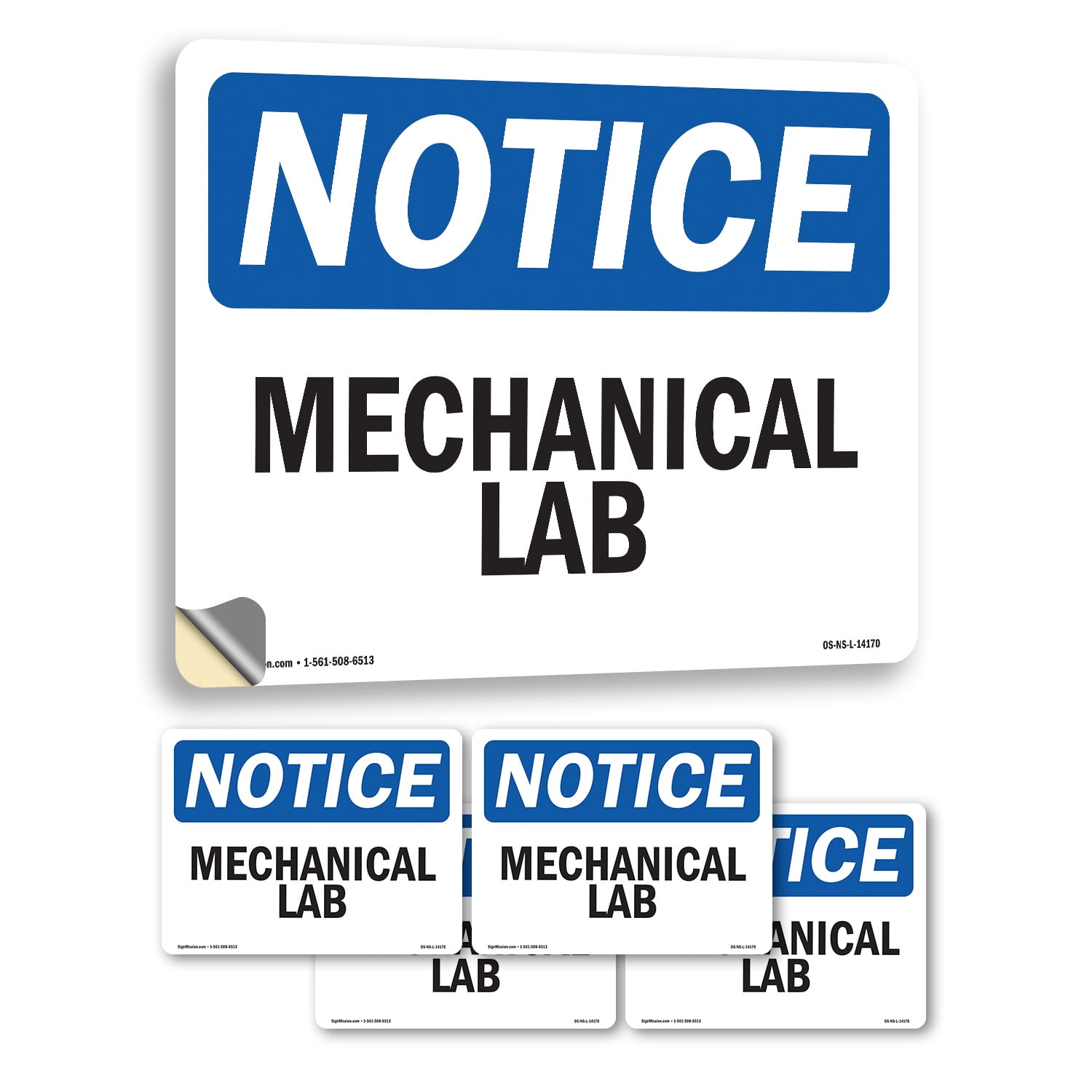 Mechanical Lab OSHA Notice Vinyl Decal Label 18 Inch x 12 Inch - 5 Pack ...