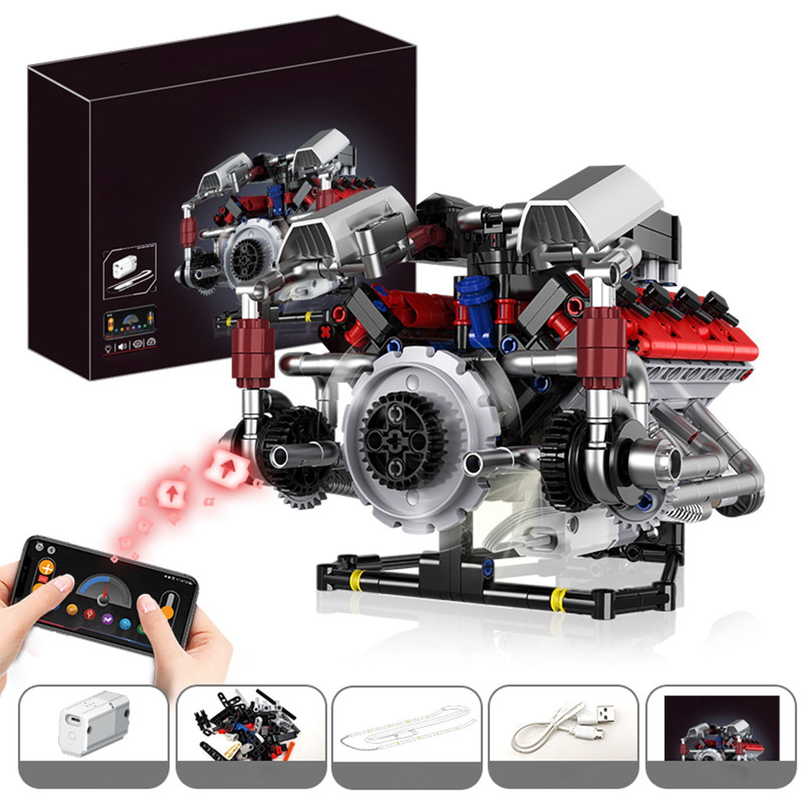 Mechanical Model Kit - 9.8"x7.9" Motorized Building Set with Bluetooth ...