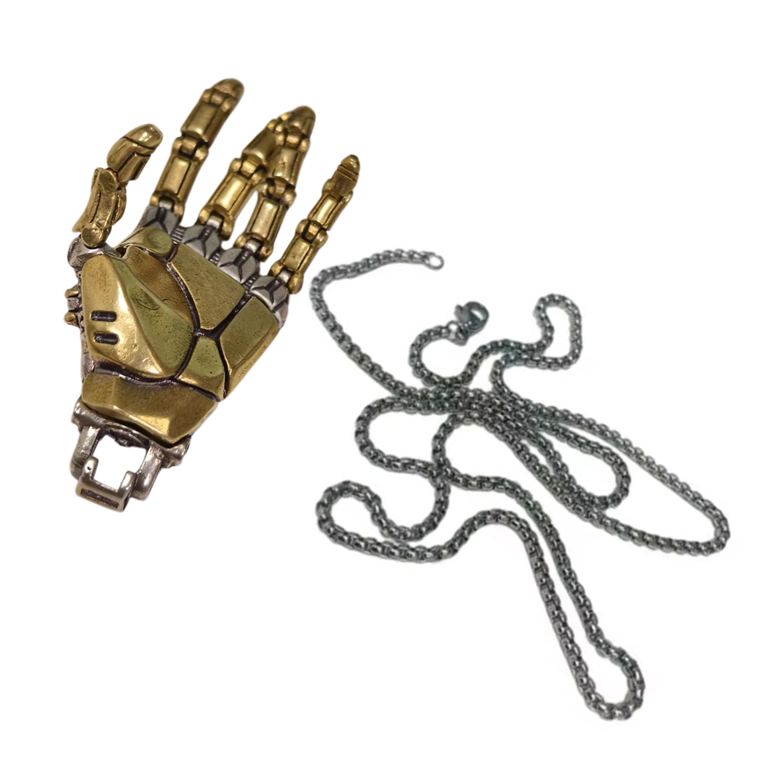 Futuristic Mechanical Hand Copper Necklace Movable Finger Joints Robot ...