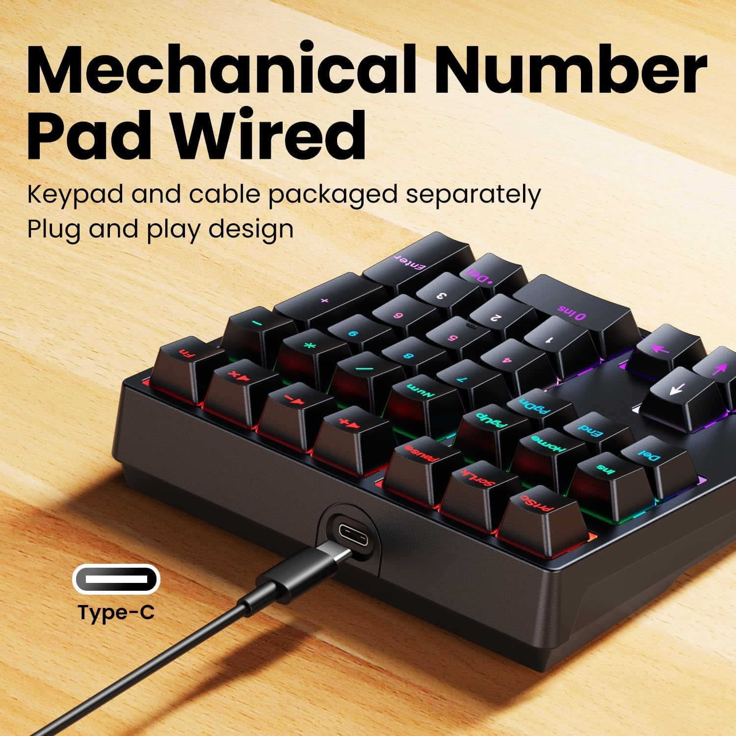 Mechanical Number Pad - Hot Swappable Numpad Wired USB Numeric Keypad ...