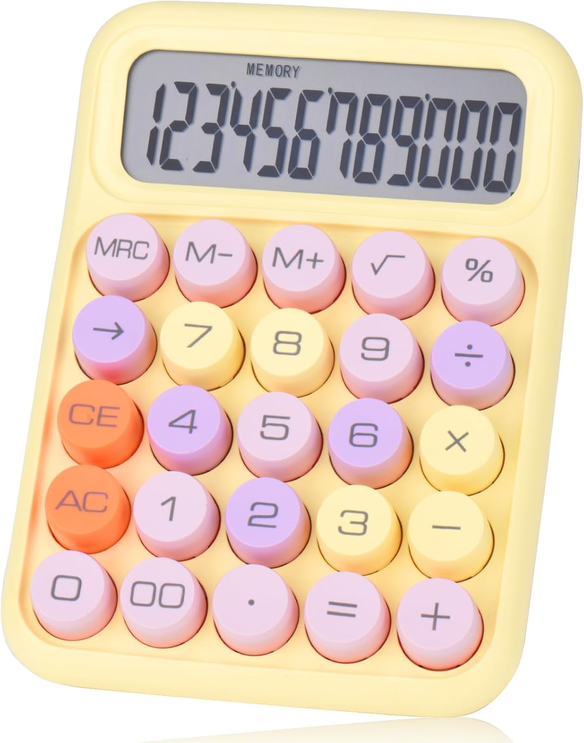 Mechanical Pushbutton Calculator,12 Digit Large LCD Display,Big Buttons ...