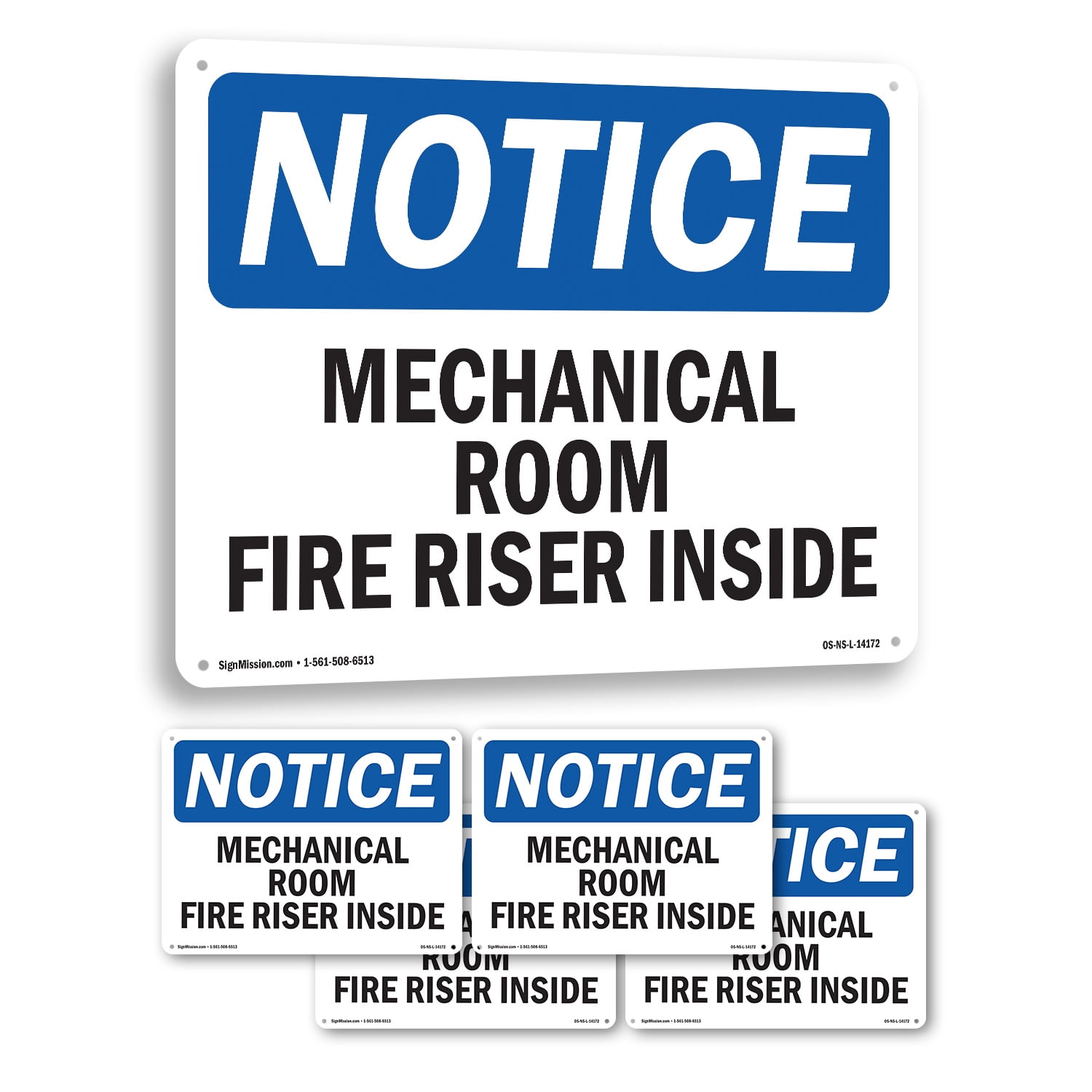 Mechanical Room Fire Riser Inside OSHA Notice Rigid Plastic Sign 24 ...