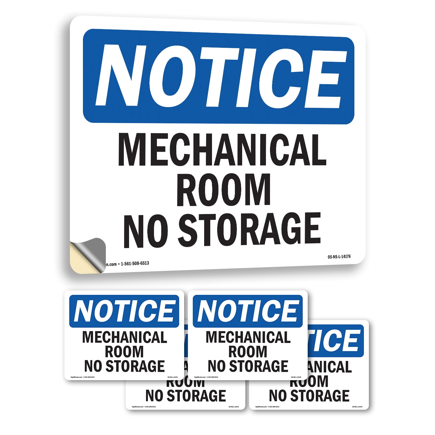 Mechanical Room No Storage OSHA Notice Vinyl Decal Label 10 Inch x 7 ...