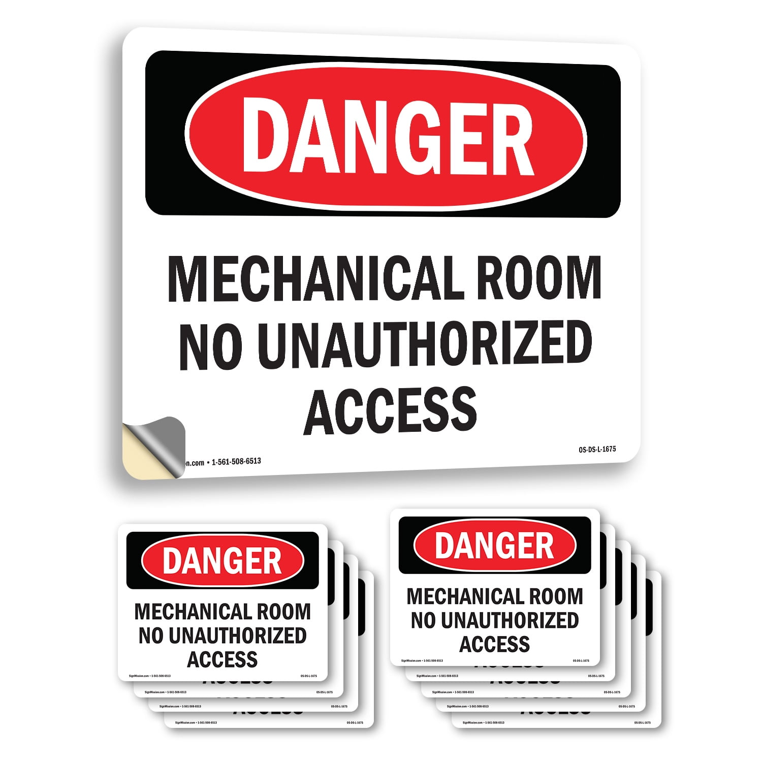 Mechanical Room No Unauthorized Access OSHA Danger Vinyl Decal Label 18 ...