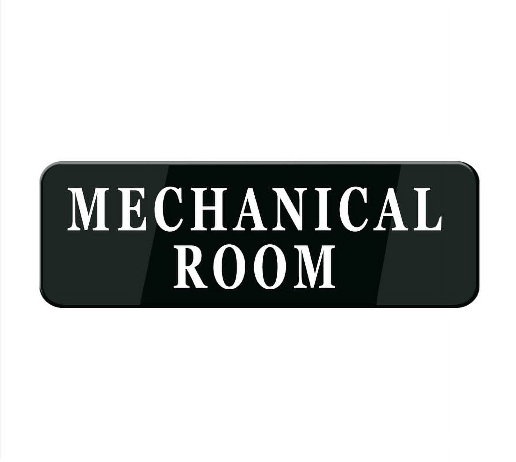 Mechanical Room Sign, Signage White/Black Plastic Acrylic, 10" X 3 ...