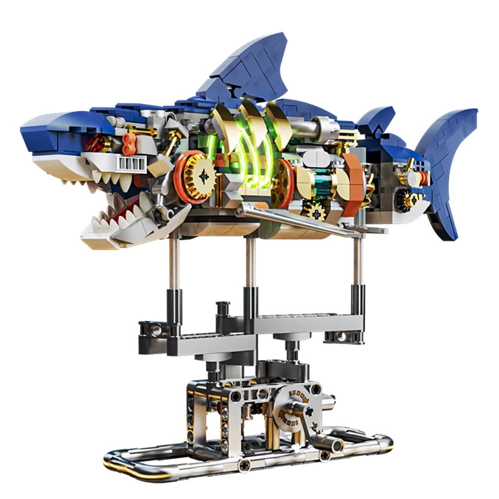 Mechanical Shark Building Set, Shark Sea Life Building Blocks Set with ...