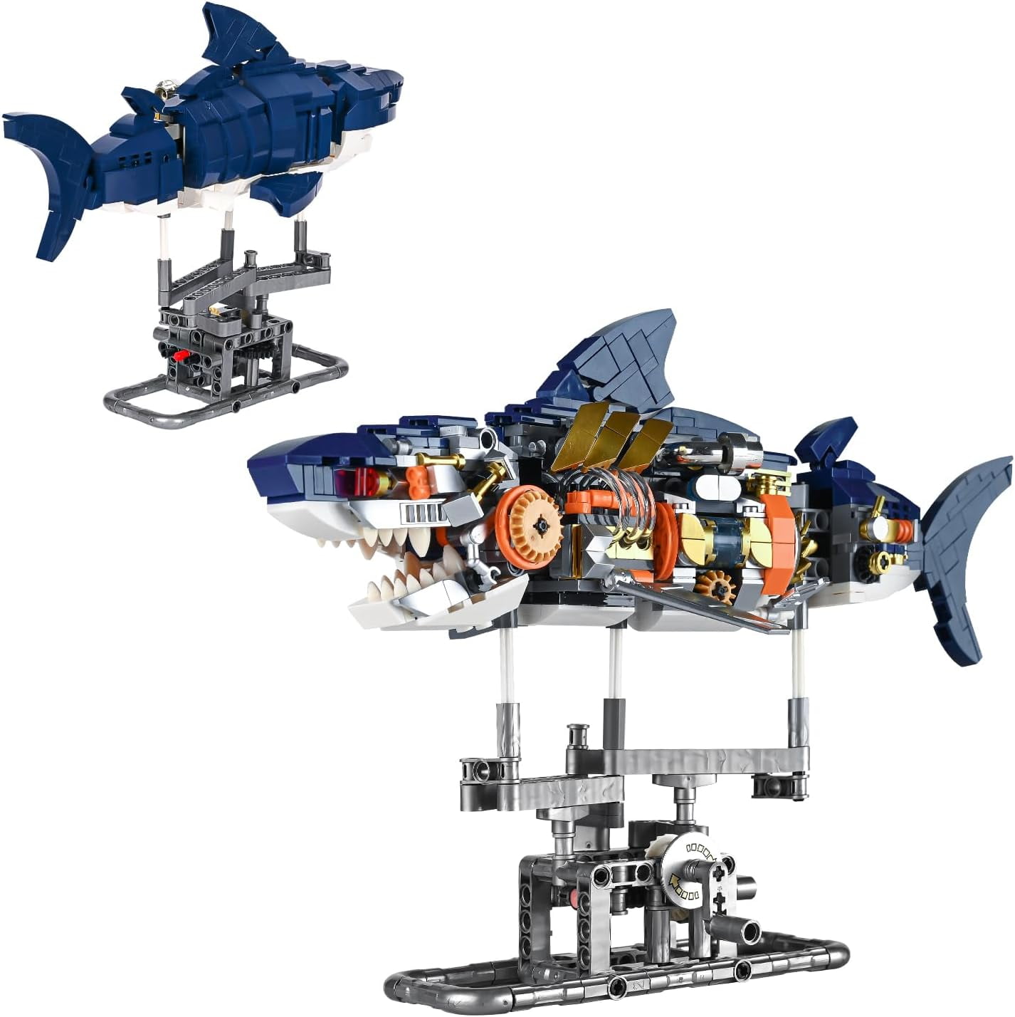 Mechanical Shark STEM Building Set,Sea Animal Toys Crossing Shark with ...