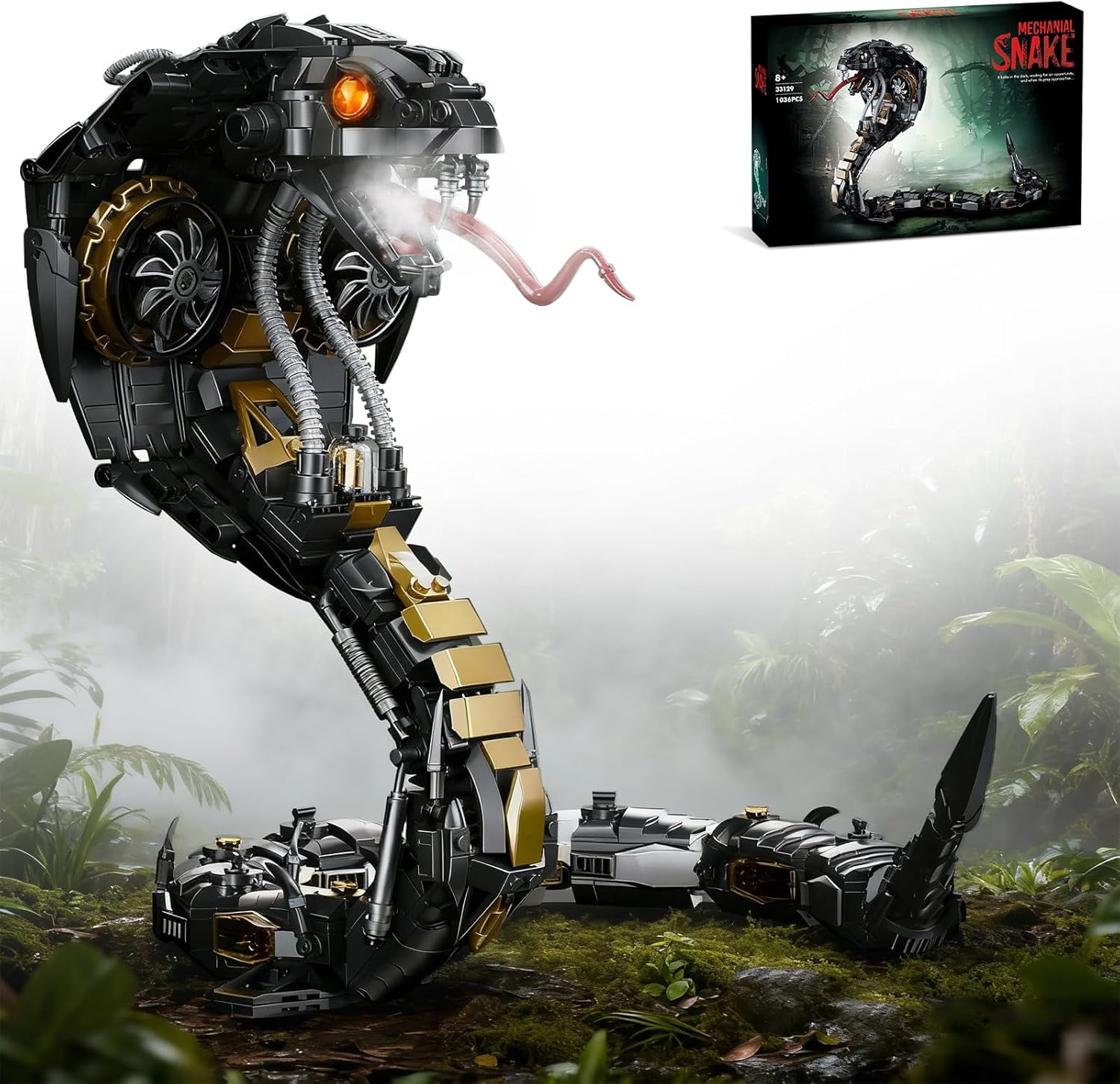Mechanical Snake Building Block Set 1036PCS Mecha Snake Model Kit with ...
