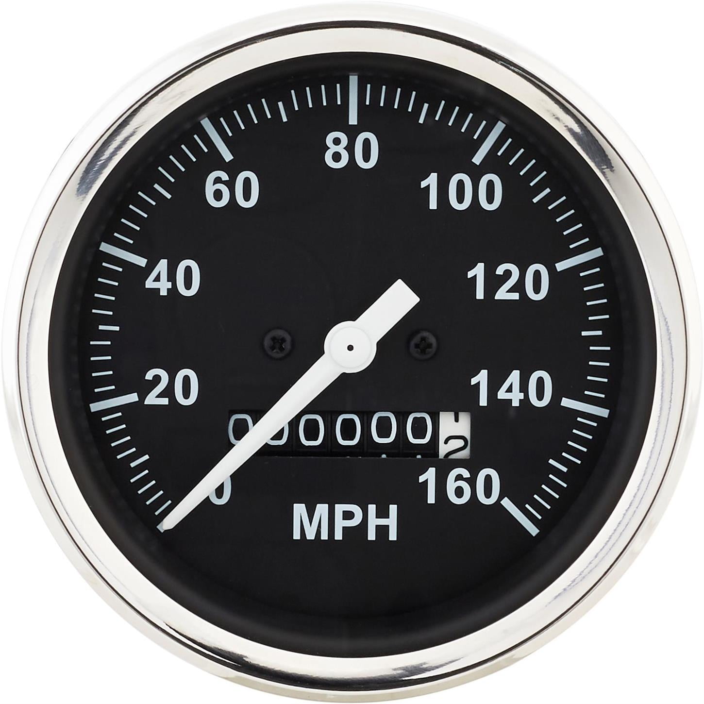 Mechanical Speedometer Gauge, Black Face, 3-3/8", 0-160 MPH Full Sweep ...