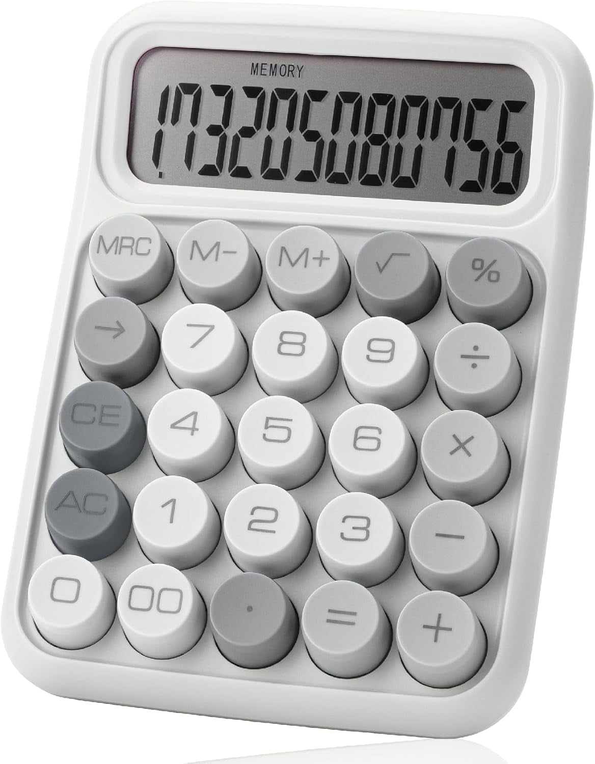 - Mechanical Switch Calculator, 12 Digits, Large LCD Display, Gray ...