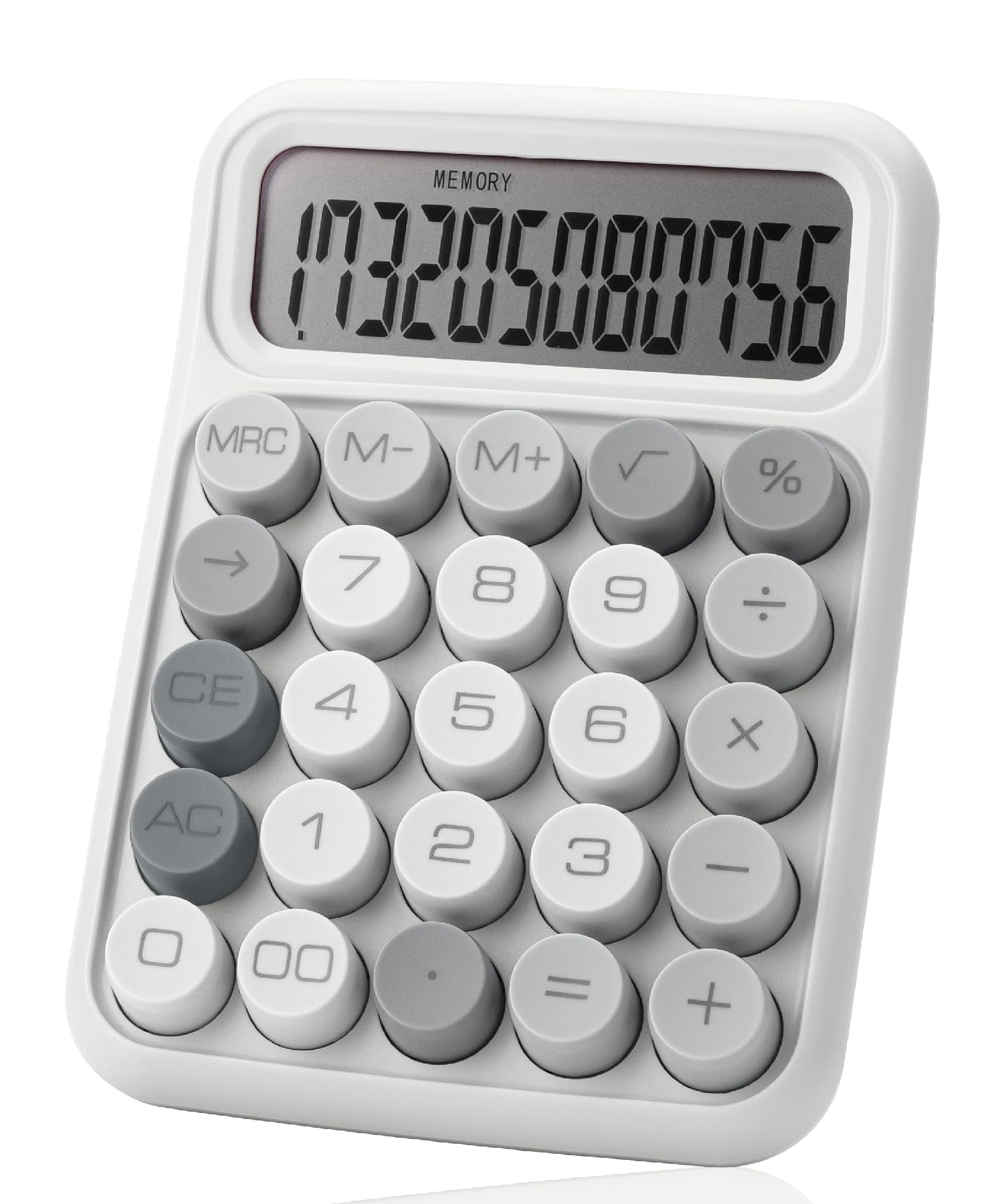 Mechanical Switch Calculator, 12 Digits, Large LCD Display, Pink Calculator Big Buttons ...