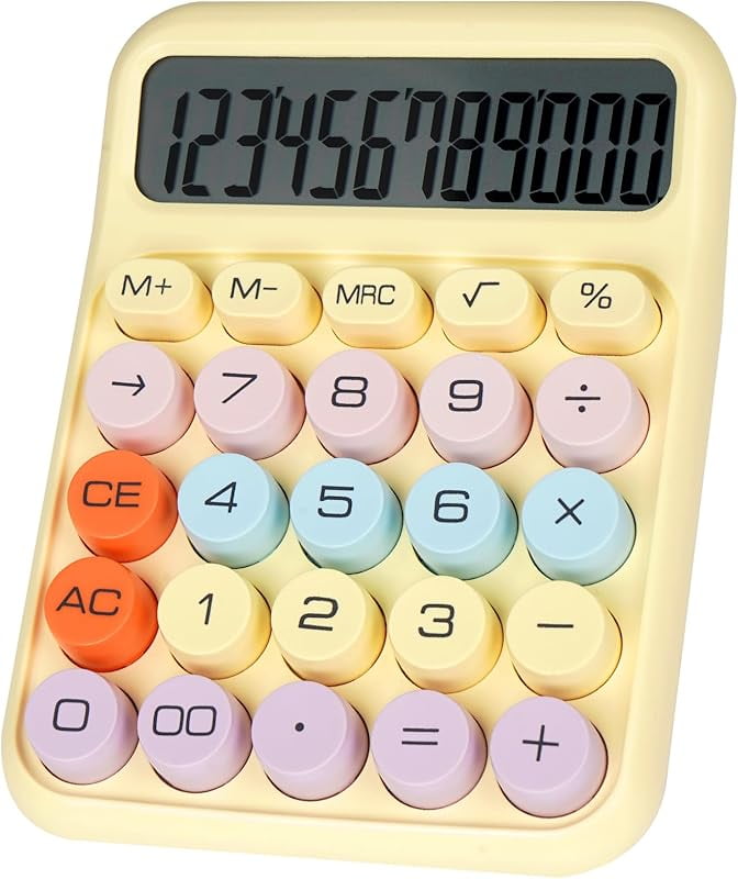 Mechanical Switch Calculator with Big Buttons, Calculators Desktop, 12 Digits, Large LCD Display ...